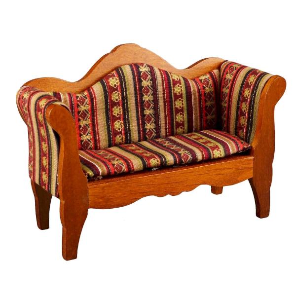 素敵な布張りのソファです！ロイターさんは、とにかくこの布がお好きなようで…（笑）でも、ダンディでクラシカルで、素敵ですよね！ぜひ貴方のドールハウスにお役立てくださいね！サイズ：幅135ｘ奥行50ｘ高さ90ミリ。座面までの高さは約40ミリです...