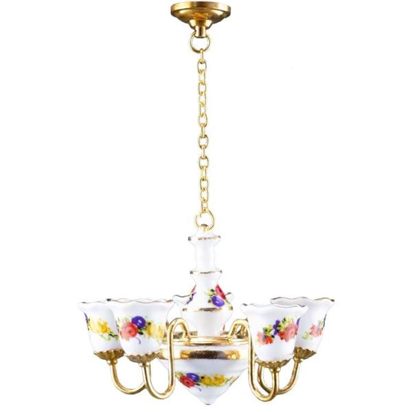 ドイツロイター社のミニチュアです。陶器でシャンデリアまで作っちゃうなんて、ロイター社の意地を感じますね！今までダミーシャンデリアは簡単なものばかりでしたが、これは高級感があります！照明までは点けなくていいんだけど、なるべくゴージャスなシャン...