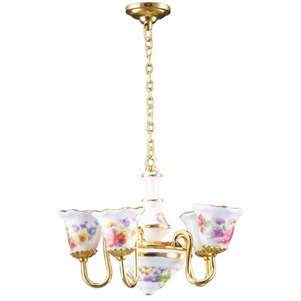 ドイツロイター社のミニチュアです。陶器でシャンデリアまで作っちゃうなんて、ロイター社の意地を感じますね！今までダミーシャンデリアは簡単なものばかりでしたが、これは高級感があります！照明までは点けなくていいんだけど、なるべくゴージャスなシャン...