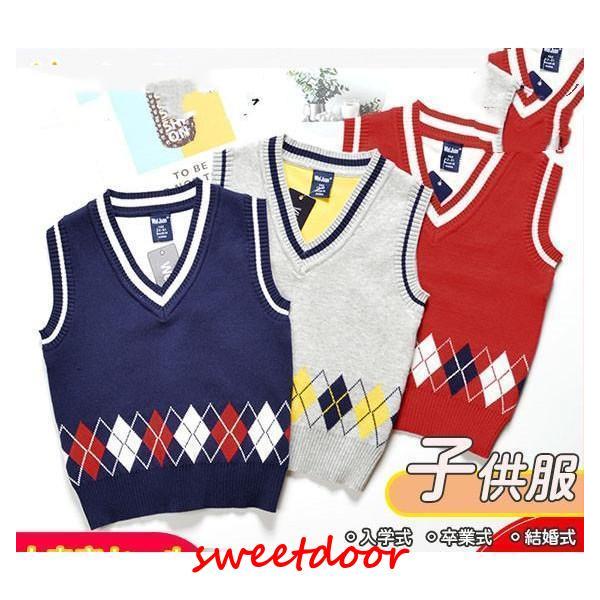 商品：カラー：/ネイビー/グレー/レッドサイズ：/100/110/120/130/140【商品説明】可愛いチルデンニットベストが新登場！カジュアルからフォーマルまでシーン問わず、男の子も女の子も清潔感漂うおりこうさんな印象で着られるニットベ...