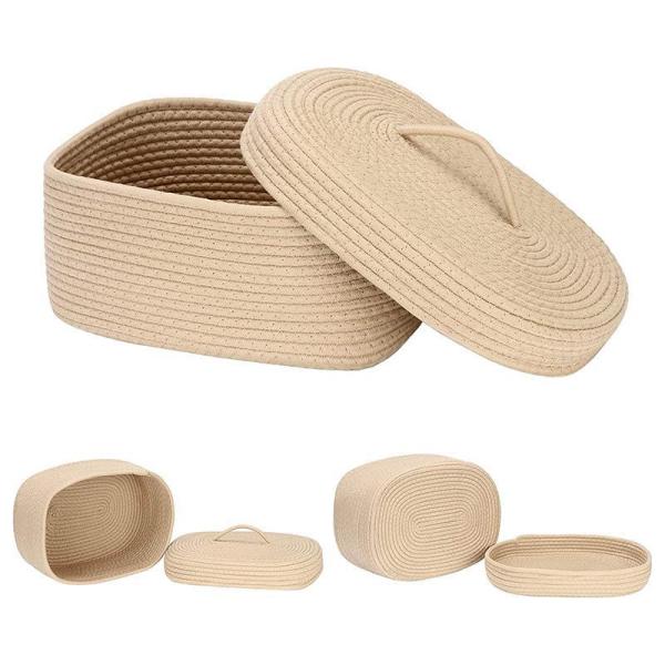 コットンロープバスケット 収納バスケット 収納ボックス ランドリーバスケット 洗濯かご ふたつき 折りたため ナチュラル コットンロープ おもちゃ 小物入れ 靴下パンツ収納 装飾用 おしゃれ かわいい 長方形      手織り軽くて丈夫な綿...