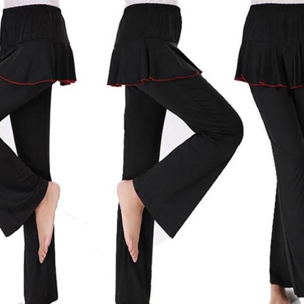 スカート付き 　ダンスパンツ　スカート付きやわらかパンツ　ヨガパンツ　パンツ　エアロビクスパンツ　練習着　レッスンパンツスポーツで大活躍するスカート付きのヨガ＆パンツです。しっかりしたストレッチ性能で、あらゆる動きを妨げません。吸水速乾性能...