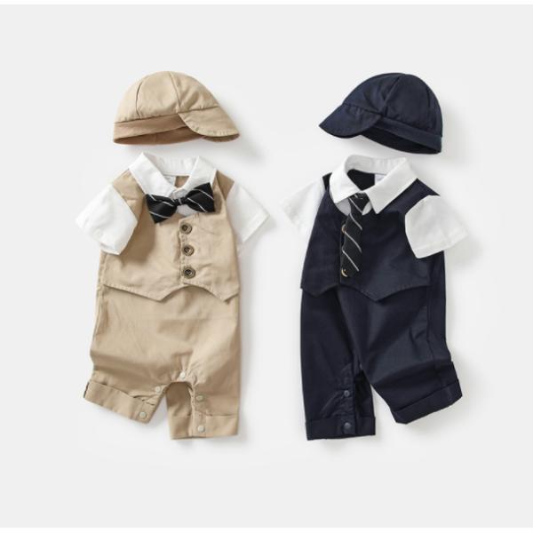 【製品仕様】■商品名赤ちゃん ベビー服 セットアップ カバーオール ロンパース フォーマル セットアップ つなぎ 夏 秋 春 出産お祝い 結婚式 パーティー ベビー服 ネクタイ付き 七五三 ベビー用品 80 90 95■商品説明?男の子用ロ...
