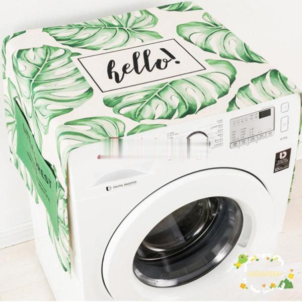 ■品名：防塵カバー■素材：ポリエステル■カラー：全4色■サイズ：写真参考■生産地：：中国■適用電器：洗濯機/冷蔵庫■検索ワード：冷蔵庫 ダストカバー 汚れ防止 カバー 収納 ポケット 防塵カバー 収納袋付き 冷蔵庫上カバー 防水 小物入れ　...