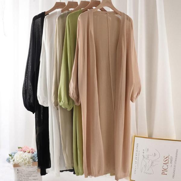 素材：ポリエステルカラー：ブラック/ホワイト/グレージュ/アイボリー/サーモンピンク/グリーンサイズ：ワンサイズ着丈:約110cm ゆき:約75cm 身幅:約84cm 胸囲:フリー裏地：なし伸縮性：あり透け感：あり生産国：中国レディース オ...