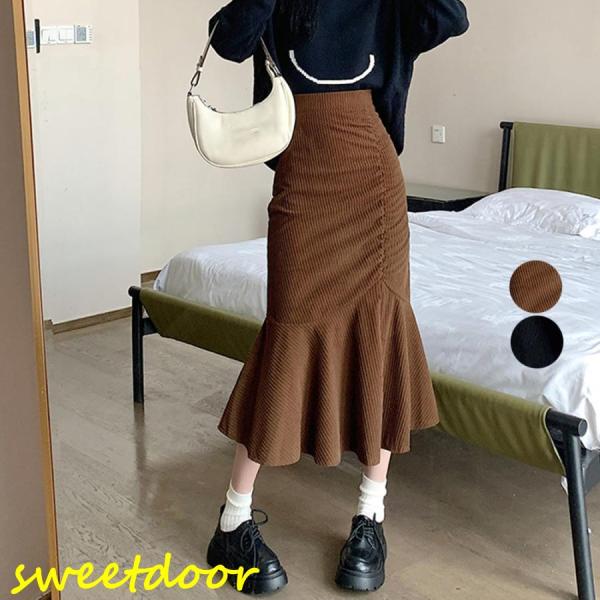 素材：ポリエステル100%カラー：ブラック/ブラウンサイズ：S/M/L/XL[S]スカート丈:約79cm 裏地丈:約39cm ウエスト:約64cm ヒップ:約84cm[M]スカート丈:約79cm 裏地丈:約39cm ウエスト:約66cm ヒ...