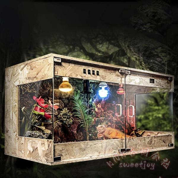 爬虫類ケージ 両生類生息地 居心地の良い 両開きドア 60X40X40CM パノラマ 爬虫類 OSB 通気性が良いの給餌ボックス トカゲ スパイド カメレオン ヘビ カエル ム