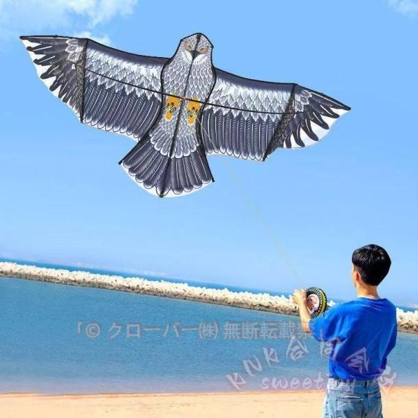 鳥よけ カイト 鷹 (ポール竿付) 軽量丈夫 防鳥具 鳥追い 畑 植物保護 農業用 カイト鷹 1.5m凧 4mポール