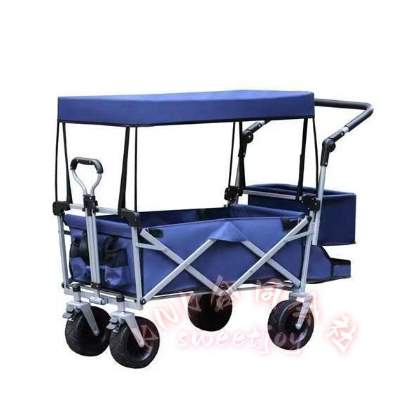 【屋根付きのデザイン】幌付きのデザインで?い日差しには心配なし！荷台のポケットは汚れた場合は、その生地を取り外して洗うだけでいいです。【重い荷物も1度で運べる大容量 】アウトドアワゴンはしっかりとしたスチールフレームに加え、150L大容量、...