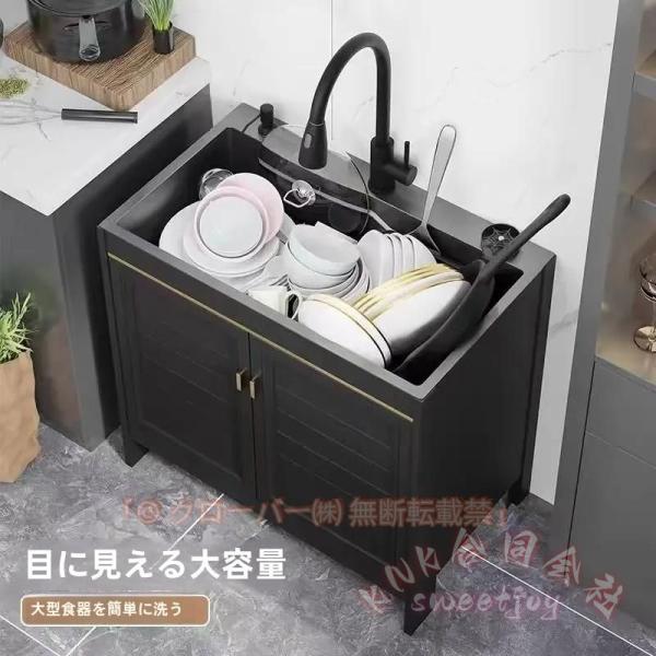 屋外シンク，黒流し台，ガーデンシンク，ステンレスキッチンシンクキャビネット付き，業務用シングルボウル流し台，システムキッチン シンクキャビネット，簡易
