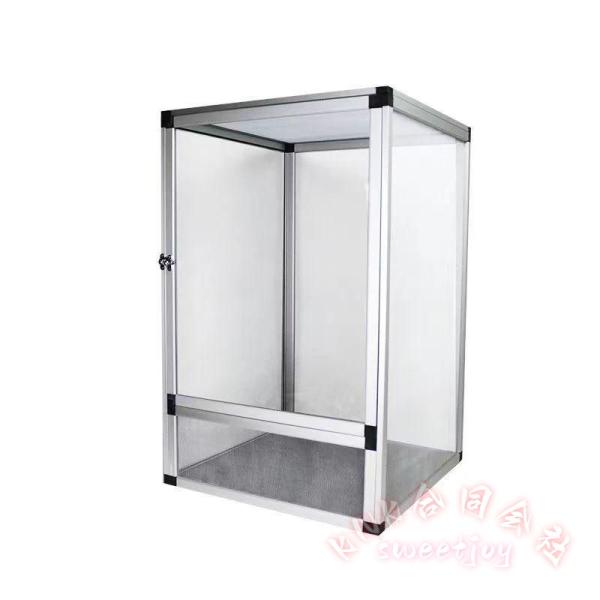 ? 材料特性：フレームは頑丈で耐久性のあるアルミニウム合金から作られます。? 利点：パノラマデザイン、良好な視野。良好な光透過率を有するアクリルパネル。優れた通気性フルメッシュパネルは、ボックス内の空気循環を確保します。? Detailed...