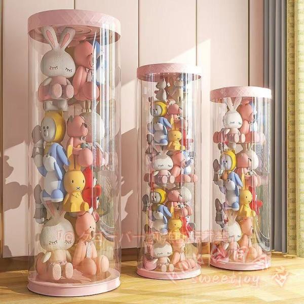 DIY人形収納バケツ,ぬいぐるみはこのように収納することができて、普段私の人形たちは麻袋の中で密封して、日の目を見ないで今￣やっと展示することができます.回転ディスクは単独で買う必要があります。ディスプレイケース ，ようやくぬいぐるみが収納...