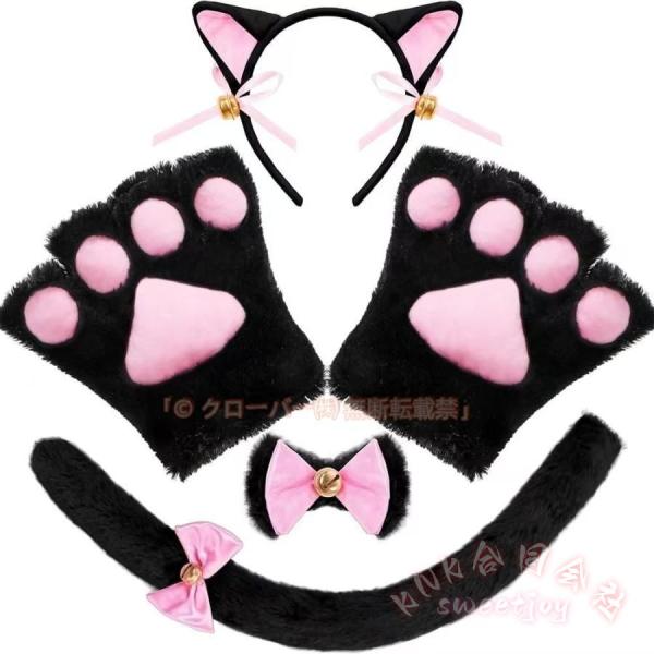 【誰でも簡単に猫コスが出来る！】猫耳も首輪も尻尾も肉球も、全て取り付けが簡単なので、だれでも気軽にコスプレが楽しめます！普段の服装に合わせても可愛い猫コスに早変わり！お手軽なコスプレアイテムです。【イベントやパーティーに♪】ハロウィン クリ...
