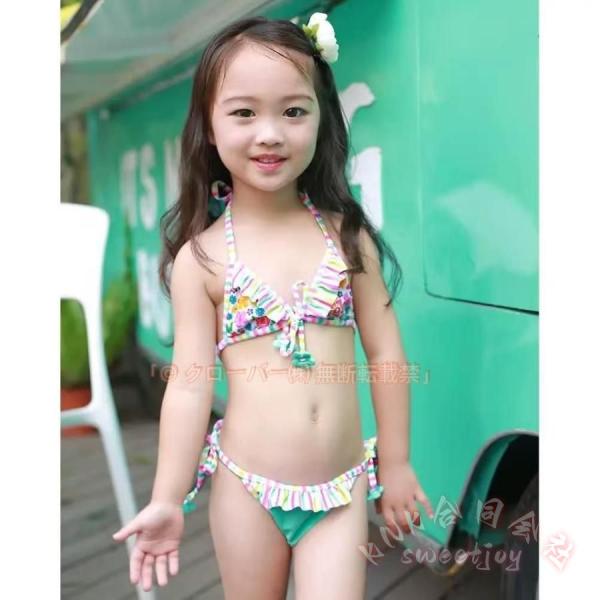 カラフルな色づかいがおしゃれなビキニタイプのセパレート水着です。紐の先についたお花がかわいい♪【素材について】ナイロン