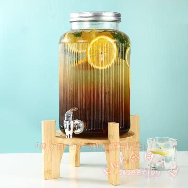 ドリンクサーバー 6L 4L 2.5L スタンド付 ガラス 蛇口付き 冷水ポット 冷水筒 梅酒 果実酒 ウォーターサーバー ガラス瓶 ガラス製