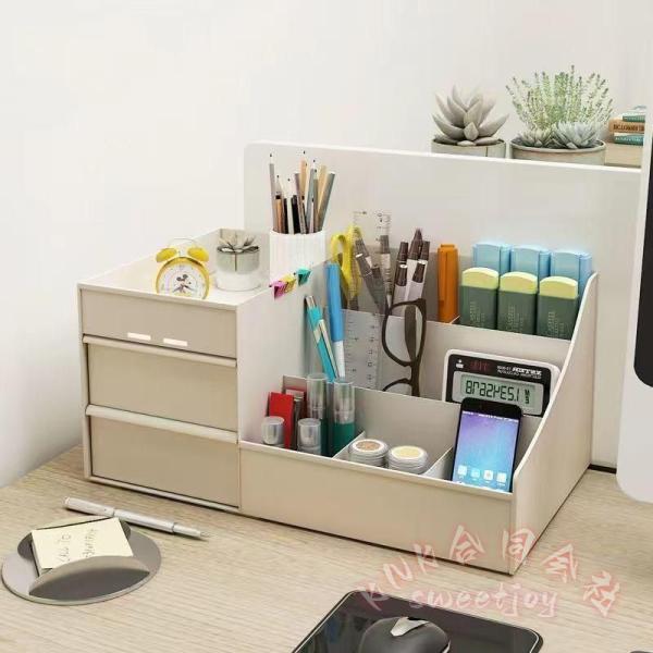 卓上収納ボックス デスク上置き棚 引き出し型 組立不要 仕切り 大容量 多機能 整理整頓 おしゃれ 丈夫 手入れ簡単 ペン立て 小物入れ コスメ道具入れ 寝室 文房具収納 オフィス用品 収納ケース(カーキ)型番：001カラー：カーキ(1)サ...