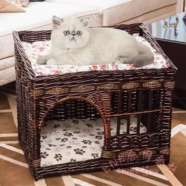 ■サイズ(約)：S:48×35×42cmM:54×36×42cmL:56×38×47cm■材質：【本体】柳■生産国：中国キャットハウス[猫ちぐら ねこ ハウス おうち 2段 多頭飼い ベッド 柳 天然素材 手作り ドーム おしゃれ ]※竹シ...