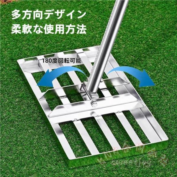 高品質の素材：ローンレベラーのヘッドとポールは両方とも高品質のステンレス鋼でできており、非常に頑丈で長期間使用できます取り付けが簡単：ユニークなデザインにより、芝生レベリングツールを1分以内に取り付けて使用できるようになり、分解して保管する...