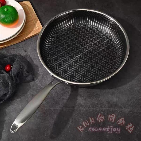 焦げ付き防止304ステンレス鋼フライパン/両面ハニカムステーキポット/油煙なし鍋/ステンレス鋼調理器具