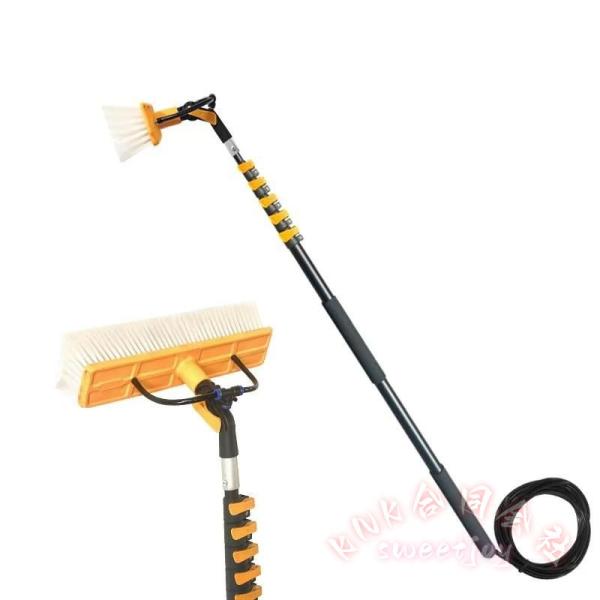 高所掃除ブラシ 外壁掃除 3.6m~9m 給水伸縮ブラシ 40Cmブラシヘッド 窓ガラス/壁掃除 高所ワイパー 業務用 超ロングポール 取り外しが簡単