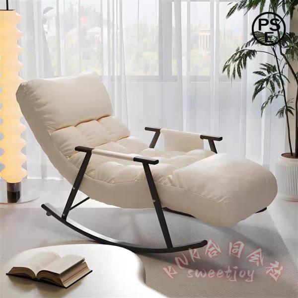【デザインコンセプト】ロッキングチェアー 1人掛け，家でも詩や距離を持てます。忙しくて疲れた現代の都会生活では、家でのんびりと静かな場所を作る必要があります。色も豊富で、ロッキングチェアもあり、時間ものんびり。【頑丈で錆びない金属フレーム】...