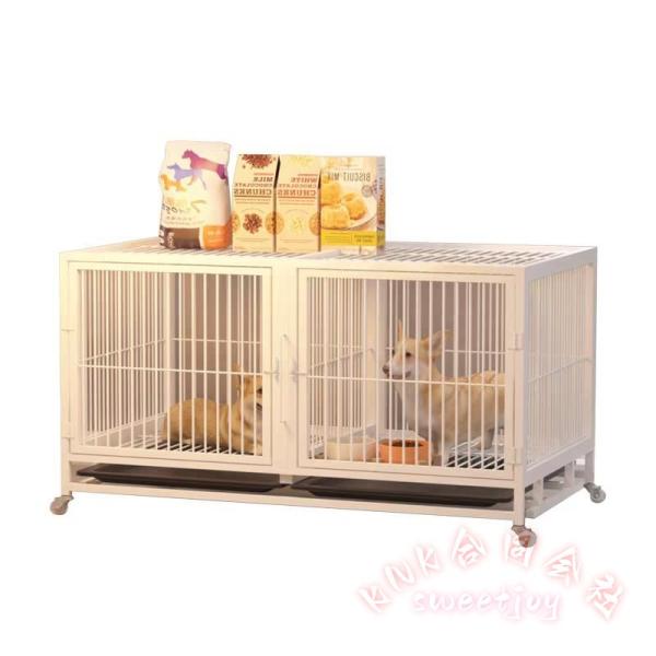 犬の繁殖ケージ 相反する2匹の犬を引き離すことができる 犬のケージ の真ん中に仕切りがあります 犬小屋?ケージ ダブルドア付き トレー付き キャスター付き 組立