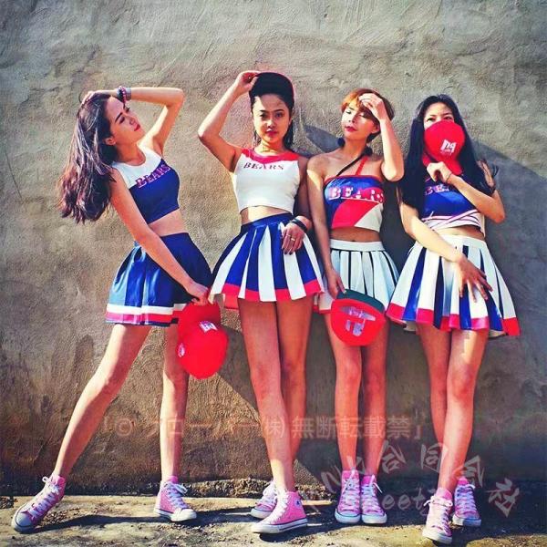 セット内容：ス+パンツ２点セットアンダーパンツ付き大勢でおそろいで着ても楽しそうなチアガール！ スタイルがよく見えます! 学園祭や運動会、イベントや宴会、パーティーなど幅広くお使いいただけます！爽やかなチアコスチューム。動くたびにゆらゆらと...