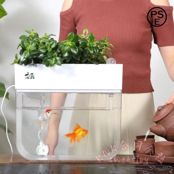 非水切りフラワーポット：自動サイフォン設計により、植え付けタンクの水位を風のように変動させることができ、植物の根は自由に呼吸できるため、水を使わずに養魚や施肥の水を変えることができません。共生生態系：水族館の水槽は、魚、野菜、微生物の魔法の...