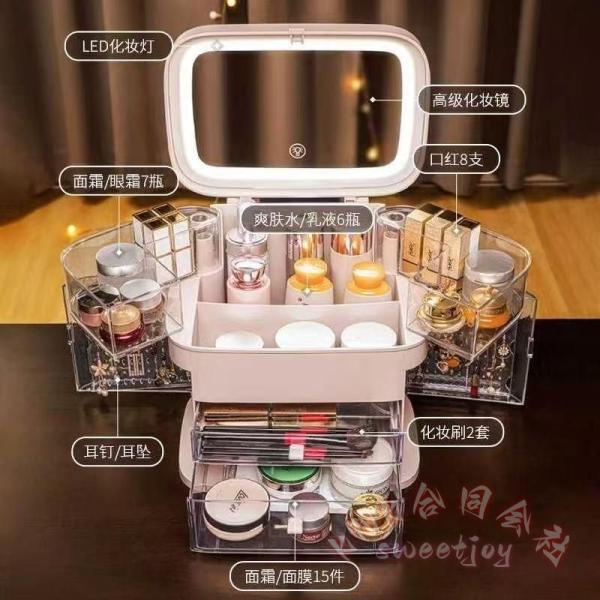 サイズ：30cm＊28cm＊20cm /3段階明るさを調節できるLEDミラ付き/90°回転するので、取り出しやすく、使いたい時に、化粧品もラクラク取り出せます『大容量』化粧品やジュエリーなど、たくさん収納できるコスメスタンドです。上部は、高...