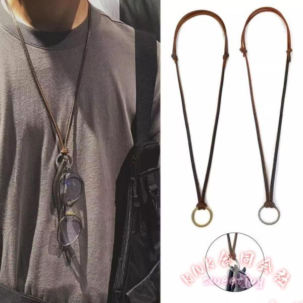 素材：高品質牛革合皮100％、金属●どんな時でも使われる小さくて携帯便利で、日常生活中、スポーツ、戸外活動などに対応している。メガネ、サングラス、拡大鏡眼鏡、アイウエアにマッチストラップ。●置き忘れ防止メガネをはずしたり、着けたりする時に、...