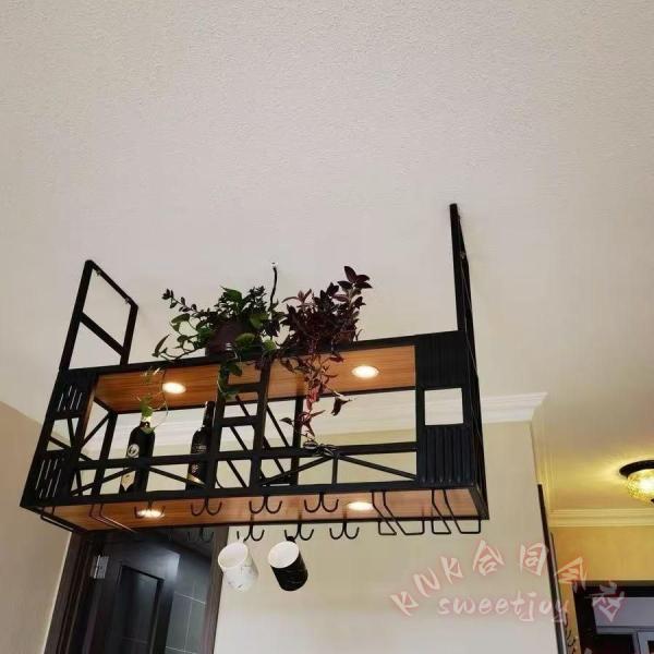 木製および金属製のハンホンの棚：木材と金属製のブラケットで作られた手作りの壁棚、平らな静かな仕上げ、キャリーベーター、壁棚/ワインラック長い耐用年数。材質：か焼鉄、高温ベーキング、錆びない、耐久性、清掃が簡単、ワインガラス棚天井の装飾棚の長...