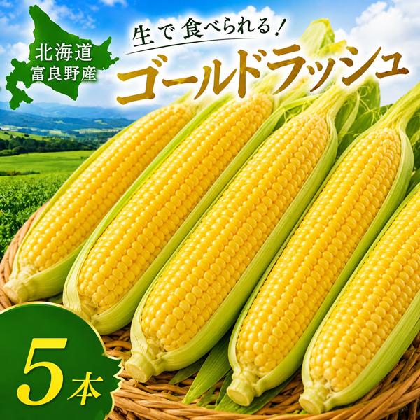 【発売日：2026年07月15日】北海道の夏の味覚を、鮮度そのままに産地直送！昼夜の寒暖差が激しい富良野盆地。この厳しい気候が、とうもろこしの甘みをグンと凝縮させます。数ある品種の中でも、圧倒的な糖度と柔らかい皮が特徴の「ゴールドラッシュ」...