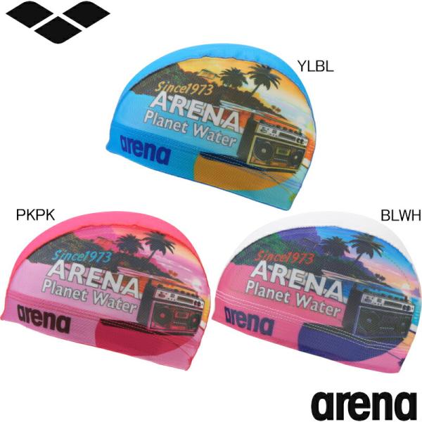 ◇スタイル◇メッシュキャップ左右同一柄(arenaロゴは片側のみ)適合サイズ M:50-55cm L:54-59cm日本製公式大会使用不可◇特　徴◇CITY POPをイメージしたレトロ感あるデザインのメッシュ素材のスイムキャップ水抜けが良く...