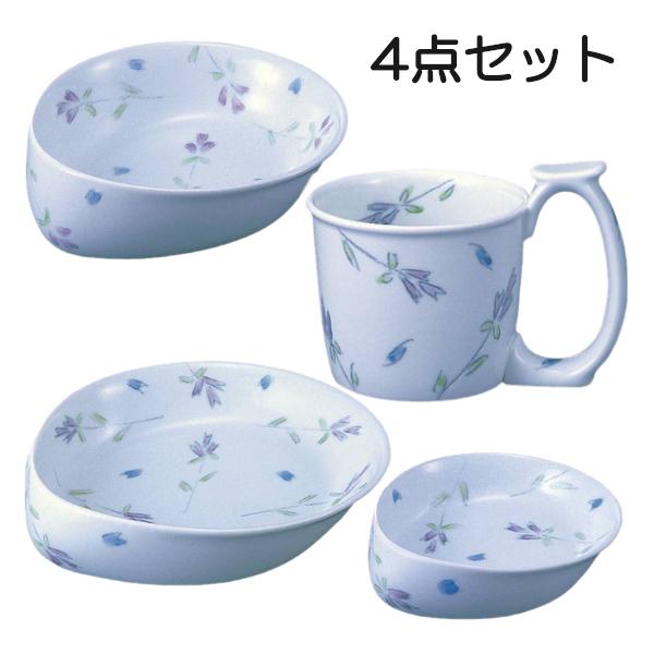 東海興商の介護食器セットです。高齢者向けの介護用、テレサシリーズ。持ちやすく、食べやすいデザイン。滑り落ちても安心の強度のある強化磁器です。【商品詳細】■内容：大皿・中鉢・小鉢・マグカップ■サイズ　大皿：幅17.5×奥行16×高さ4cm　中...