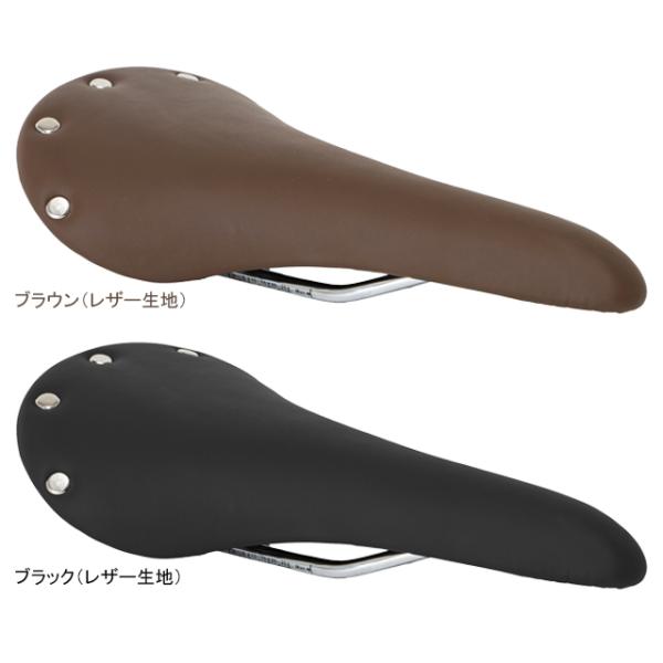 ・自転車をおしゃれにするクラシカルサドル・高級感のあるレザー生地・底面裏の穴あき構造で高いクッション性を実現・軽量高密フォーム・ライダーを支える丈夫なクロモリレール ■重量  309 g■サイズ  前後272mm×幅153mm