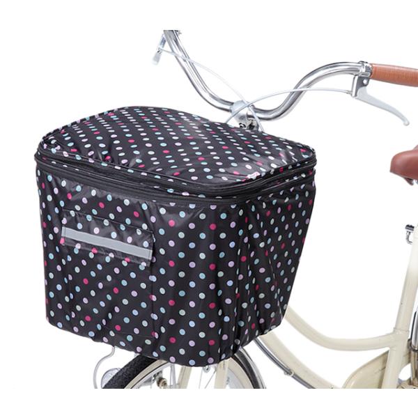 ・両開きファスナーを採用した2段式前カゴカバー・前後どちらからでも荷物の出し入れが可能・ファスナーを開くことで通常のサイズから大容量サイズに変わる2段式・荷物を雨やホコリから保護し、ひったくり防止にも効果を発揮・小さいカゴにもフィットする背...
