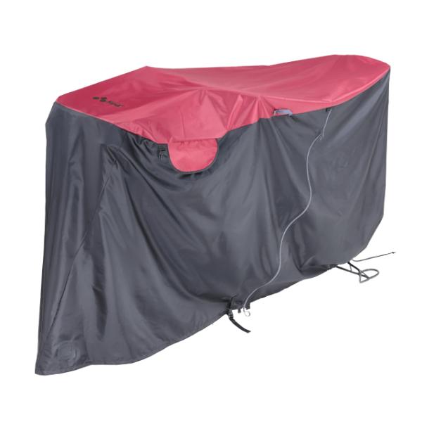 ・3つのメッシュ窓が風を逃がして転倒を防ぐアシスト車対応サイクルカバー・「前幼児座席＋後バスケット装着自転車」まで対応・20〜27型の電動アシスト車にも装着可能・サイド2ヶ所、後方1ヶ所のメッシュ窓が風を逃がす「風スルー構造」で湿気がたまり...