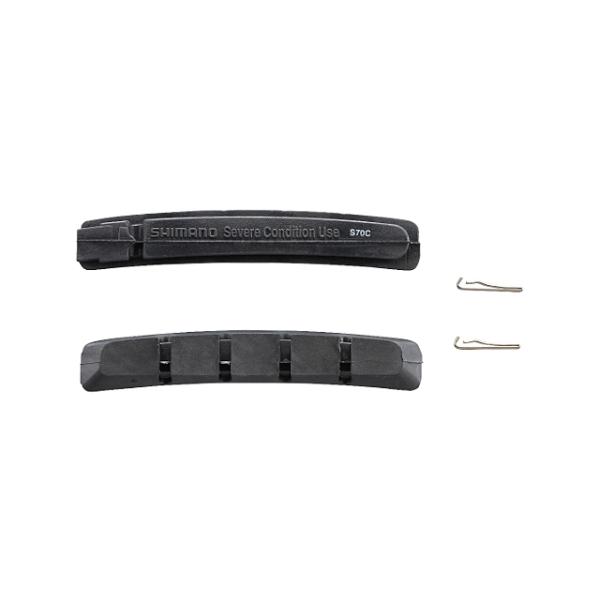 ・カートリッジシュー：○・Mシステム：×・ブレーキシュー特性：ドライにて高い制動力を発揮し、音鳴りが発生しにくい。泥状況下ではシューの磨耗量が大きい。 ■サイズ  長さ：70mm■用途　対応モデル・BR-M770、BR-M760、BR-M7...