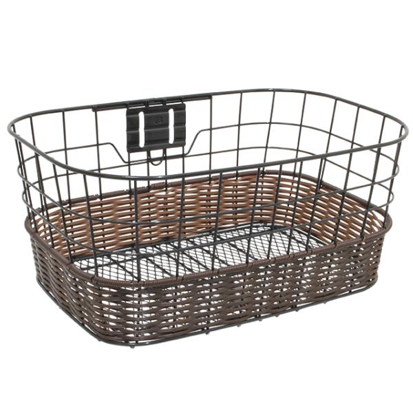 ・ワイドな大型設計で、底面も広い大容量タイプの籐風バスケット・外観のおしゃれ感と実用性のあるサイズは、通勤、通学用自転車はもちろん、お買い物用の自転車にも最適・底面をメッシュ構造にし、ビニール製の籐風紐を底から約7.5cmの高さで編み込むこ...