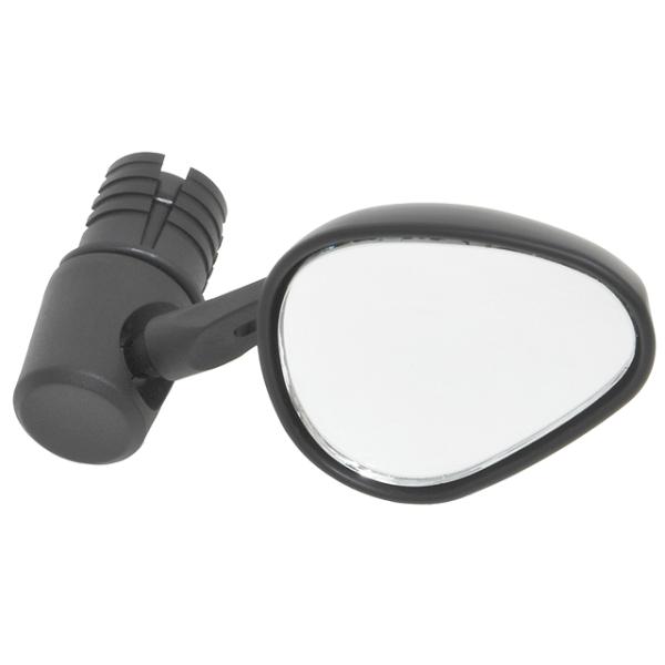 ・ハンドルバーのエンドキャップの代わりに差し込んで固定する右側用サイドミラー・クリアかつ自然な距離感で見える硝子平面鏡・ミラーハウジングは妥協の無い流線型のエアロダイナミクスデザイン・ミラーの角度を微調整できるボールジョイント式アーム・コン...