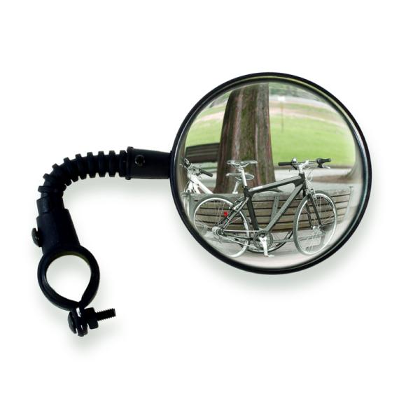 ・視界が広く見える広角（曲面）ミラー採用・フレキシブルアームで自由に角度調整が可能・ハンドルの左右どちらにも取り付け可能・ミラーは樹脂製のため衝撃に強く頑丈 ■素材　ミラー、樹脂■重量  100g■サイズ  ミラー：直径75mmクランプ径：...