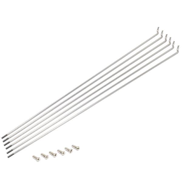 ・先端の形状が改良され、ハブ穴への通しやすさがより簡単に！・前輪、後輪いずれも車輪を外すことなく簡単にスポーク交換が可能・軽快車の補修に最適な#13タイプ・粘りがあり破断しにくいスターブライト（SB）ステンレス鋼・1セット6本入り・#14真...