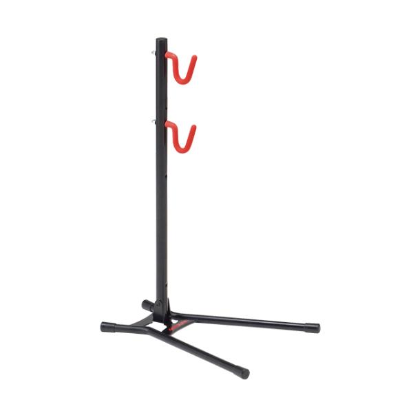 ・自転車を軽く持ち上げ、フレームのリア三角（シートステーとチェンステーの2ヶ所）をフックに差し込むだけで自転車を自立させることのできるスタンド・発泡PVC製のフックによりフレームをソフトに保持・フレームサイズやホイールサイズによって後輪の持...