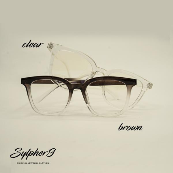 【ゆうパケット限定】送料無料！トレンドのビックフレーム伊達メガネ。当店大人気モデルの黒フレームと同じ形でフレームカラーがクリアーと大流行のグラデーションの2色が新たに入荷。顔の印象、雰囲気まで変えてくれる太めのフレームがおしゃれでかわいい伊...
