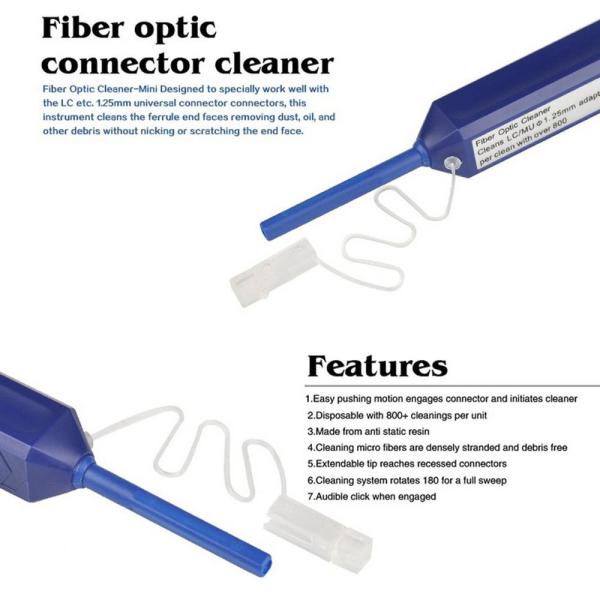 光ファイバークリーナー1.25mmフェルールLC/MU便利な操作のプッシュタイプ最大8.58インチの先端に延長可能
