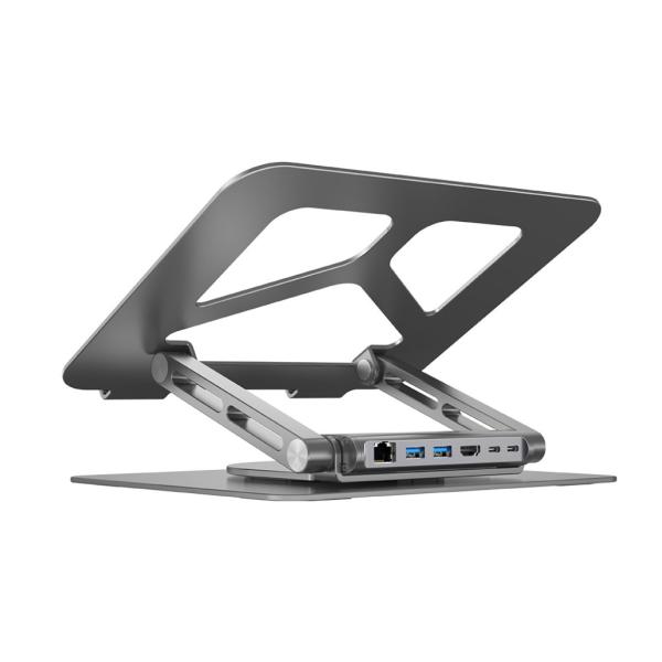 【発売日：2025年02月14日】USB-CのドッキングステーションとノートPCスタンドの両方の機能を兼ね備えています。スタンド下部にある磁気USB-Cハブは取り外し可能なので、外出先でも利用できます。