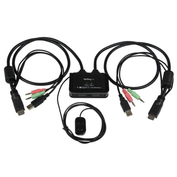 【発売日：2025年01月09日】2ポートHDMIケーブルKVMスイッチ。オーディオおよびリモート切替機能を搭載し、1台のモニター、キーボード、マウス、およびオーディオ機器で2台のHDMI、USB対応PCを操作できます。このコンパクトなHD...