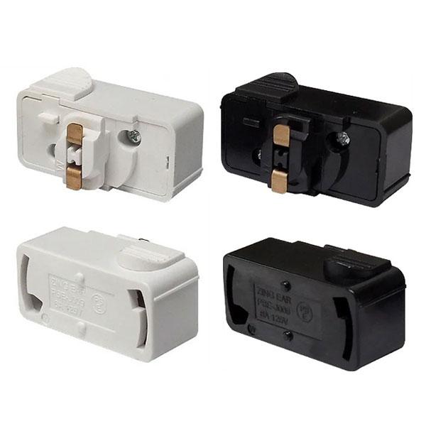 【特長】●ライティングダクトからシーリングに転換できます。 【仕様】●色:ホワイト／ブラック●ライティングレール用●定格容量:125V 6Aまで●材質:プラスチック●本体寸法(mm):約W50×H30×D25●本体重量(g):約22※取付可...