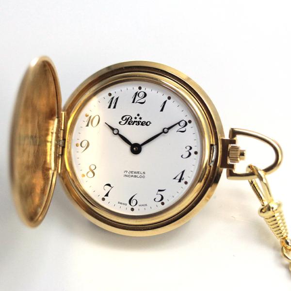 風防:ミネラルガラスケース素材:金メッキケース径:約41mmケース厚さ:約9mm本体重量:約32gムーブメント:ETA 2801-16 手巻きムーブメントメーカー保証:2年付属品:懐中時計用チェーン、専用ボックス、保証書(日本語)、取扱説明...