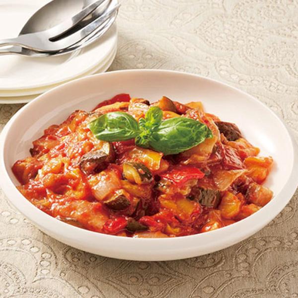 【7,990円以上ご購入で送料無料】【食彩ネットショップ】南フランスの郷土料理、ラタトゥイユを手間なくご提供 いただけます。■原材料：野菜（たまねぎ、ズッキーニ、赤ピーマン、黄ピーマ ン、なす）、トマト・ピューレーづけ（イタリア製造）、トマ...